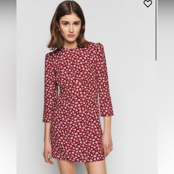 Reformation | Dresses | Reformation Red Floral 34 Sleeve Mini Dress The ...